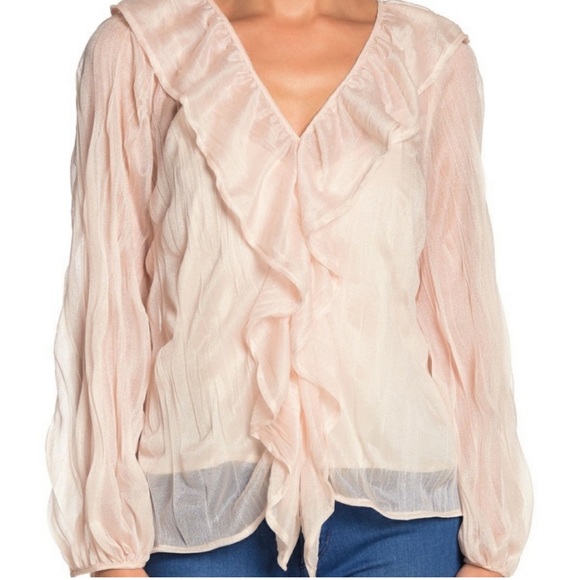 Line & Dot | Tops | Line Dot Dusk Ruffled Sheer Blouse | Poshmark